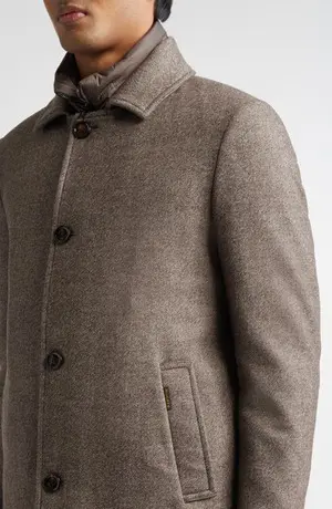 MOORER Virgin Wool Mouliné Monferrato Coat - Taupe