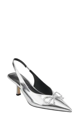 Marc Fisher Gretel Slingback Pointed Toe Bow Pump - Silver