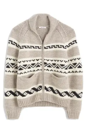 Madewell Fair Isle Zip-up Wool Cardigan