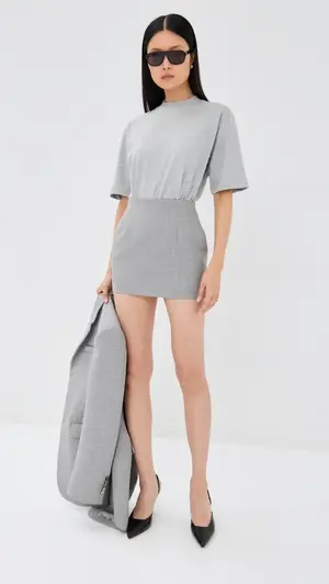 Wardrobe.NYC Contour Mini Skirt - Grey Marl