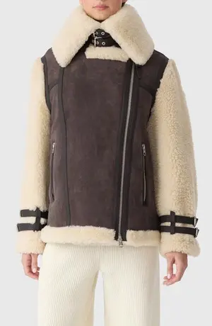 Mackage Rhoslyn Oversize Genuine Shearling Moto Jacket
