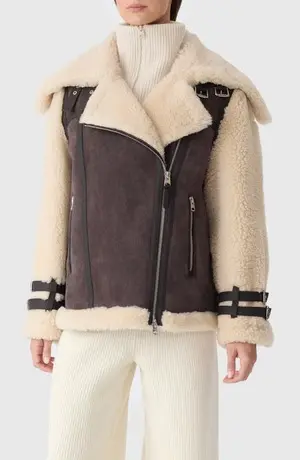 Mackage Rhoslyn Oversize Genuine Shearling Moto Jacket
