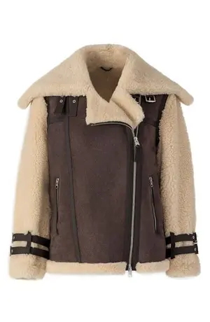 Mackage Rhoslyn Oversize Genuine Shearling Moto Jacket