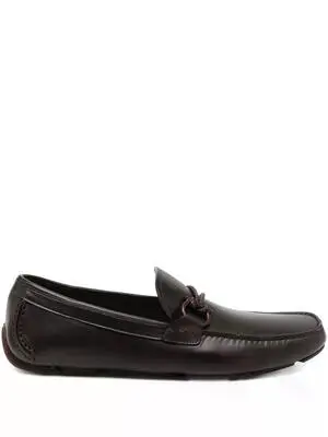FERRAGAMO Gancini Leather Loafers - Brown