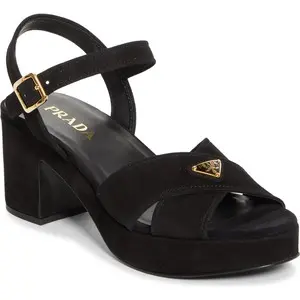 Prada Suede Platform Sandals - Nero