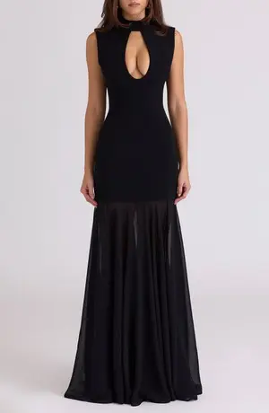House Of Cb Raphaella Stretch Crepe Mermaid Gown - Black