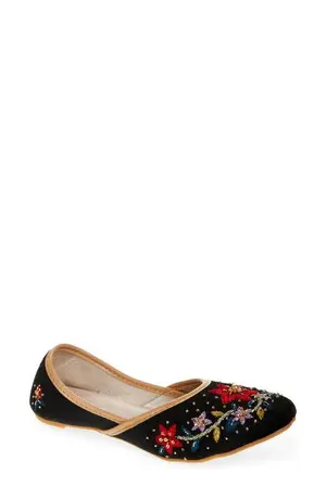 Fuchsia Embroidered Flats For Women