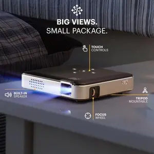 KODAK Luma 150 Pico Projector, Rechargeable Ultra Mini Projector W/60" Screen - Black