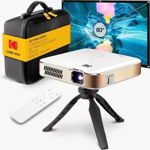 KODAK Luma 400 Smart Projector, Hd Portable Pico Projector With 80" Screen, Remote - White