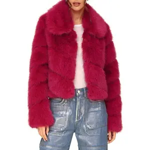 Avec Les Filles Faux Fur Crop Jacket - Raspberry