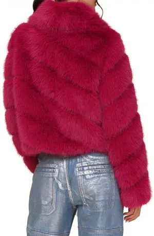Avec Les Filles Faux Fur Crop Jacket