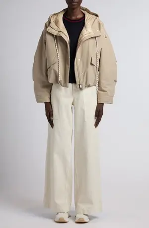 Moncler Eucalyptus Hooded Down Jacket - Neutral