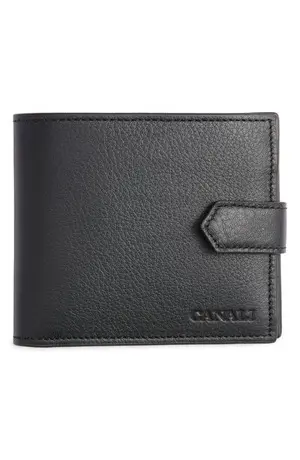 Canali Tumbled Calfskin Billfold Wallet - Black