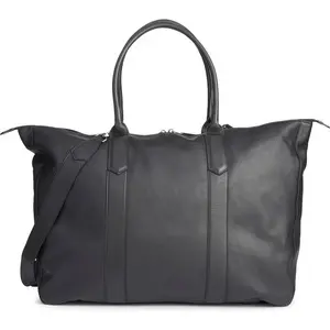 Canali Tumbled Calfskin Weekender Bag - Black