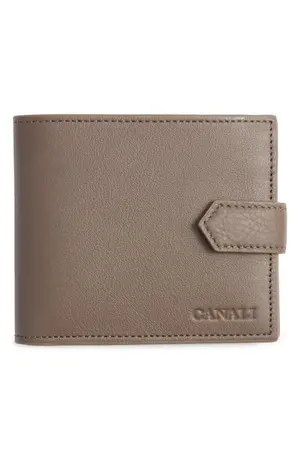 Canali Tumbled Calfskin Billfold Wallet - Dark Beige