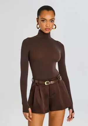 Commando Ballet Turtleneck Bodysuit - Espresso