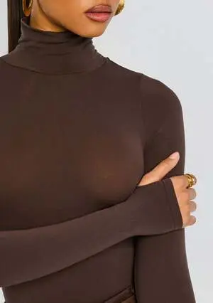 Commando Ballet Turtleneck Bodysuit - Espresso