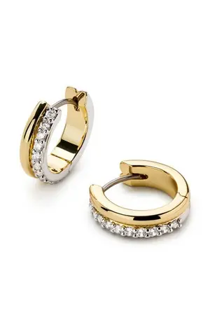 ANA LUISA Asher Pavé Huggie Earrings - Gold/silver/clear