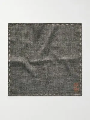 Brunello Cucinelli Logo-print Silk Pocket Square - Gray