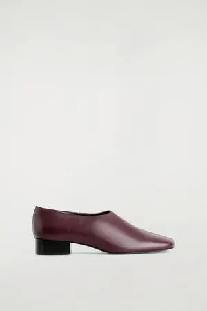 Cos Square-toe Leather Heeled Shoes - Red