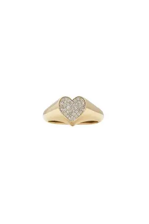 SYDNEY EVAN Small Pave Heart Ring - Gold
