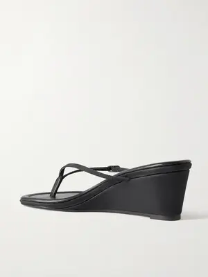 ST. AGNI Petit Belt Recycled-satin Wedge Sandals