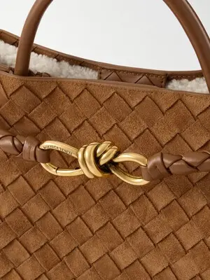 Bottega Veneta Andiamo Medium Intrecciato Suede Tote - Brown