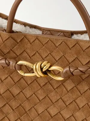 Bottega Veneta Andiamo Medium Intrecciato Suede Tote - Brown