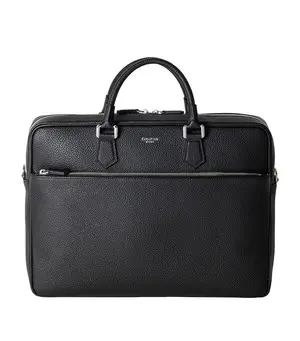 SERAPIAN Slim Cachimere Leather Briefcase - Black
