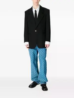 MARINE SERRE Twill Boxy Blazer - Black