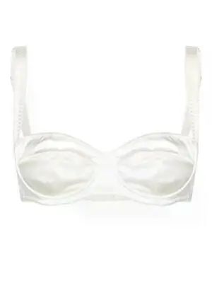 Dolce & Gabbana Scallop-edge Satin Balconette Bra - White