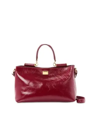 Dolce & Gabbana Leather Top Handle Bag - Medium Red