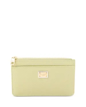 Dolce & Gabbana Leather Zip Cardholder - Light Green