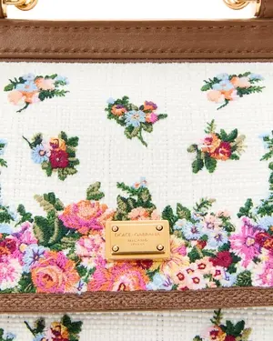 Dolce & Gabbana Floral Top Handle Bag - Camel