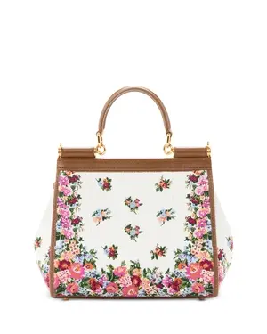 Dolce & Gabbana Floral Top Handle Bag - Camel
