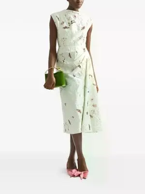 Erdem Draped Printed Midi Dress