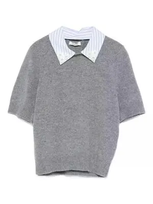 Sandro Detachable Striped-collar Wool Sweater