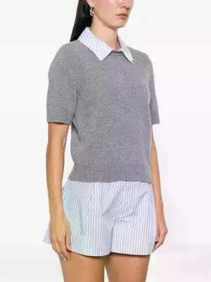 Sandro Detachable Striped-collar Wool Sweater