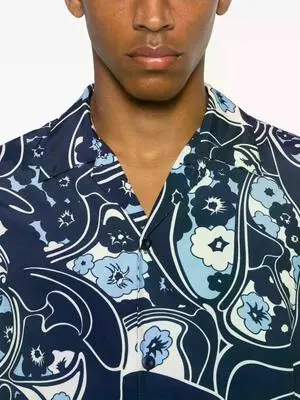 Sandro Loose-fit Print Shark Collar Shirt - Blue