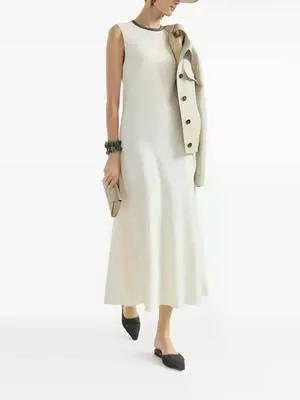 Brunello Cucinelli Contrasting-trim Midi Dress