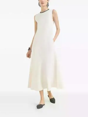 Brunello Cucinelli Contrasting-trim Midi Dress