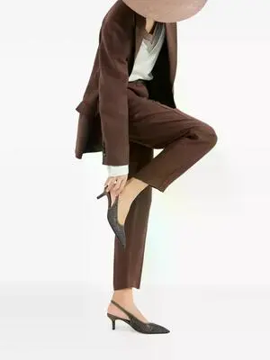 Brunello Cucinelli Net Embroidery Slingback Pumps