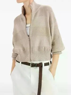 Brunello Cucinelli Striped Zip Cardigan