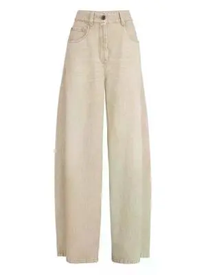Brunello Cucinelli Wide-leg Cotton Jeans With Monili Embroidery