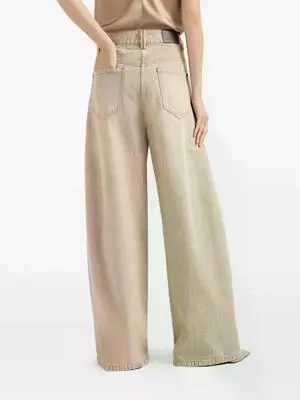 Brunello Cucinelli Wide-leg Cotton Jeans With Monili Embroidery