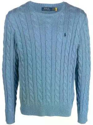 Polo Ralph Lauren Logo-embroidered Cable-knit Sweatshirt - Blue