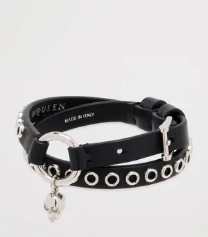 Alexander McQueen Leather Skull Bracelet
