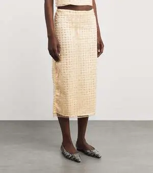 Staud Embellished Ciara Midi Skirt - Ivory