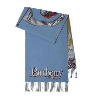 Burberry Cashmere Knight Portrait Scarf - Blue