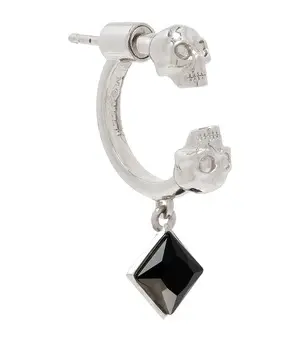 Alexander McQueen Embellished Twin Skull Single Hoop Earring - Black